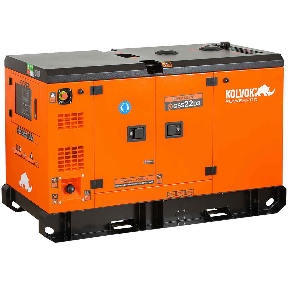 GENERADOR ELECTRICO KOLVOK GSS-22D3 22 KVA INSONORO 380 VOLTS Equisol ...